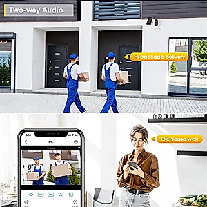 Security Camera Camera WiFi Solar Camera Outdoor Night Vision IP Camera and 6000mAh Rechargeable Battery Security Camera CCTV Video Surveillance Camera Surveillance Camera with Spotlight ( Color : 128