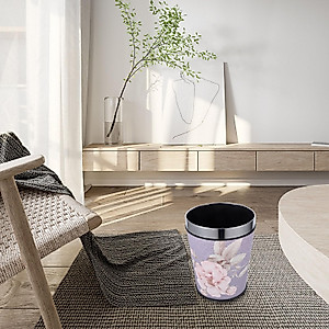 NUOBESTY Garbage Can Modern Waste Basket Plastic Trash Bin Purple Trash Can Recycling Round Trash Storage Can for Office Bathroom Kitchen Hotel Car Decor