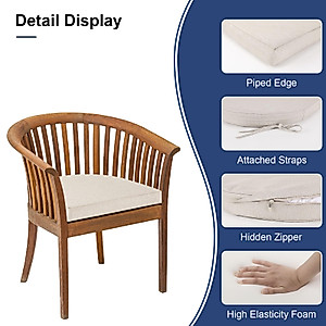 Topotdor Outdoor Chair Cushions Set of 2, Waterproof Patio Chair Cushions for Outdoor Furniture, Round Corner Seat Chair Pads with Ties for Patio Garden Dining Office, 17"x16"x2", Beige