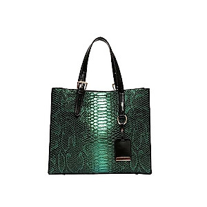 myfriday 3pcs Vegan Leather Tote Shoulder Bag for Women, Snake Pattern Large Top Handle Bags Set