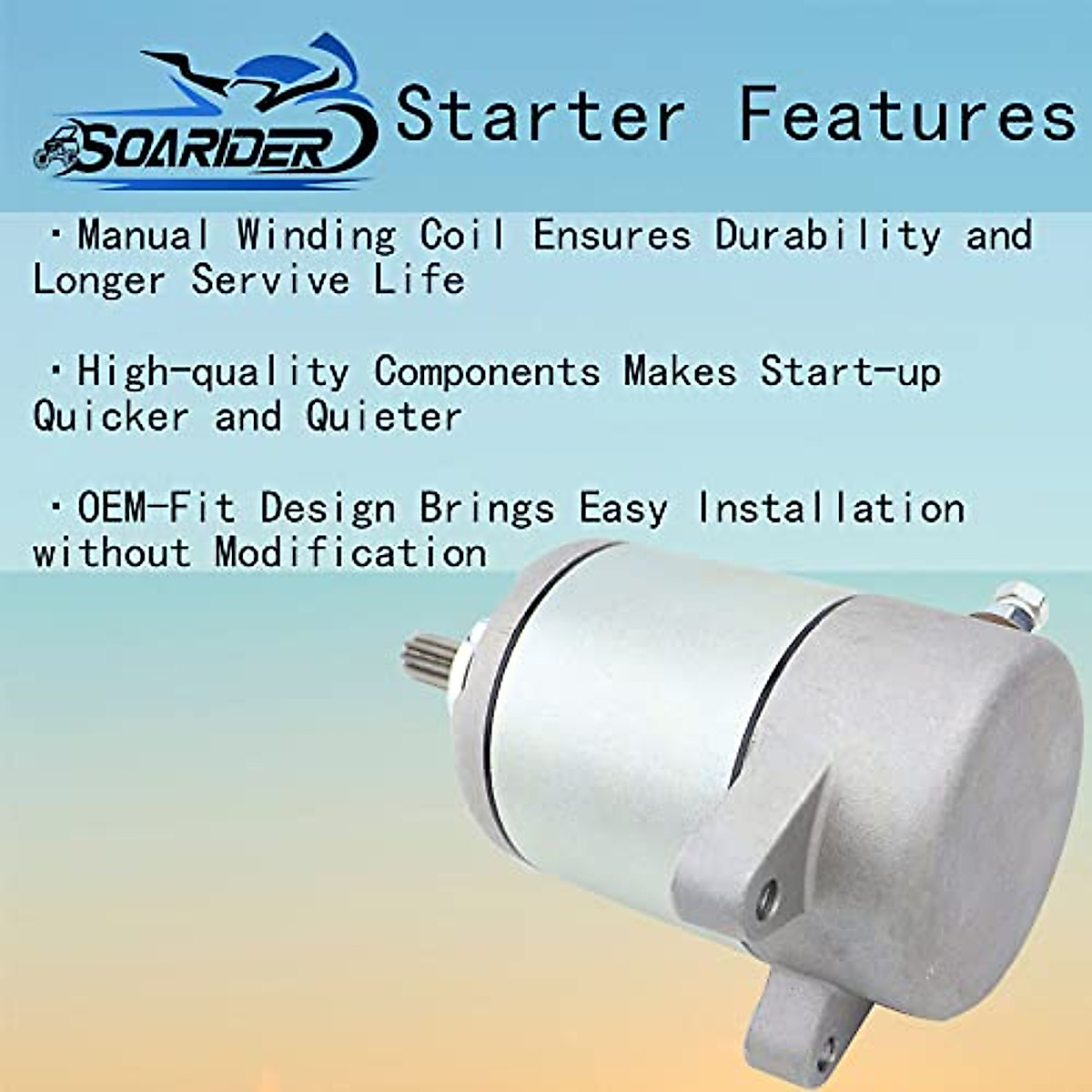 Soarider Starter Motor & Solenoid Relay fit for Honda 350 Fourtrax Rancher TRX350FE TRX350FM TRX350TE TRX350TM 2000-2006, replace for 18607, 31200-HN5-671 31200-HN5-A81 31200-HN5-M01, SMU0215 41054038