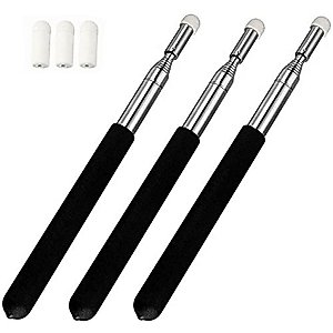 3 Pieces Telescopic Teachers Pointer, Hand Pointer Extendable Telescopic Retractable Pointer Whiteboard Pointer and Lanyards for Teachers Coach Presenter, Extends to 39 Inches