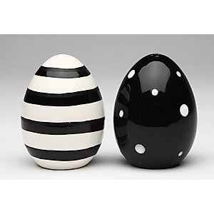 Appletree Black and White egg Salt & Pepper, 2" X 2" 2 3/4" H