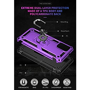 Androgate for Galaxy A03S Case, Samsung A03S Case with HD Screen Protector, Military-Grade Ring Holder Stand Car Mount 15ft Drop Tested Cover Phone Case for Samsung Galaxy A03s, Purple