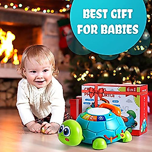 MAGIBX Educational Toys for 1 2 Year Old Boy Girl Gifts, Baby Toys 6 to 12 Months, Crawling Toys for Babies 6-12-18 Months Tummy Time, Light Up Musical Turtle Toys for 1 Year Old First Birthday Gifts