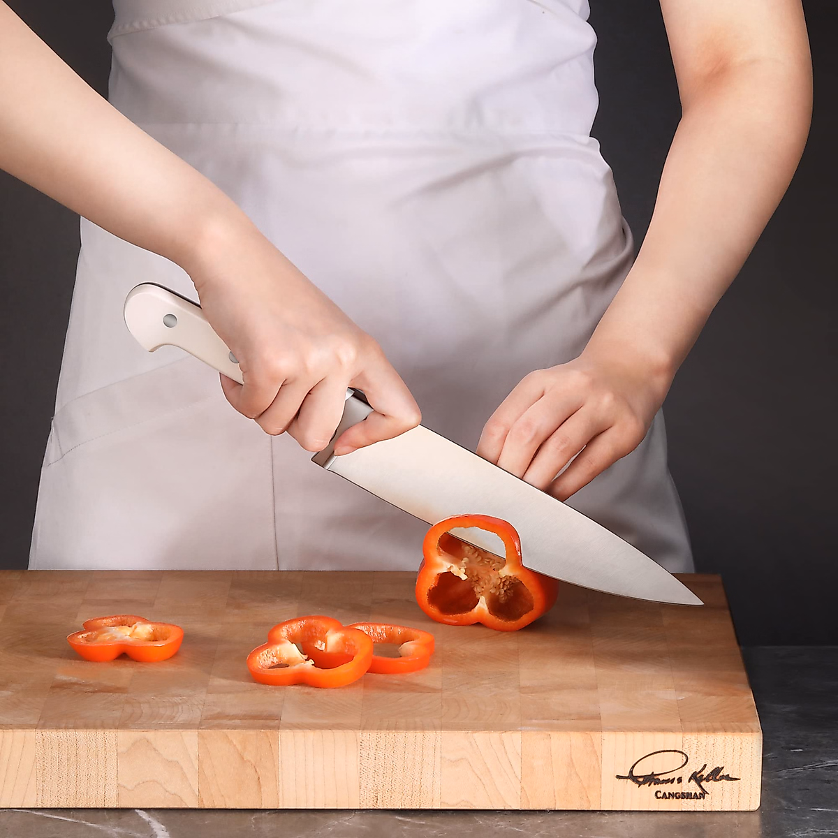 Cangshan Adams Series 1027273 German Steel Forged 15-Piece Knife Block Set, White