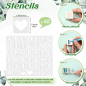 147 Pcs Baby Shower Blocks to Decorate Games Kit Includes Decorate a Block Game Sign 80 DIY Blank Wooden Block 42 Stencils 24 Marker Baby Shower Prize for Decoration Gender Reveal Baby Shower Games