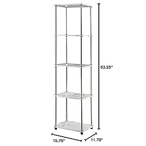 Convenience Concepts Designs2Go No Tools 5-Tier Tower, Faux White Marble/Chrome
