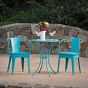 Christopher Knight Home Lourdes Iron Bistro Set, 3-Pcs Set, Matte Teal