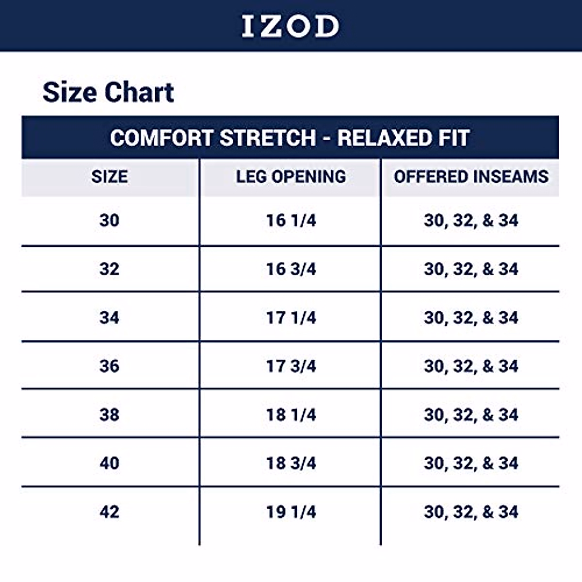 IZOD Men's Comfort Stretch Denim Jeans (Relaxed Fit), Indigo Blast, 34W x 32L
