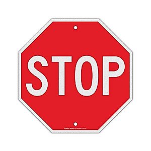 Stop Sign, Street Slow Warning Reflective Signs, 12 x 12 Inches Octagon.040 Rust Free Aluminum, UV Protected and Waterproof, Weather Resistant, Durable Ink, Easy to Mount
