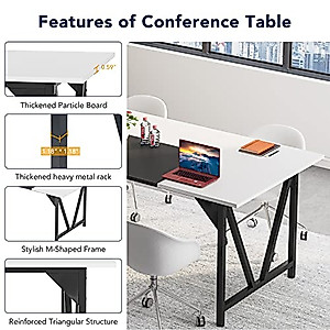LITTLE TREE 6FT Conference Table, Modern Meeting Tables, Rectangular Training Seminar Table, Boardroom Desk with Splicing Board for Home Office