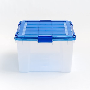 Iris 4Pack 62qt WEATHERPRO Airtight Plastic Storage Bin with Lid and Seal and Secure Latching Buckles