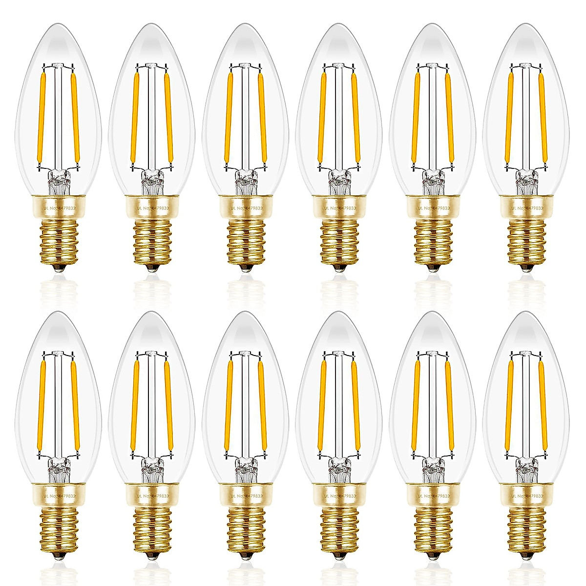 Hizashi Candelabra LED Light Bulbs 25 Watt, Dimmable Chandelier Light Bulbs, 90+ CRI, 200LM, Soft Warm White 2700K, E12 LED Bulb, B10 LED Candle Bulbs, UL Listed, 12 Pack