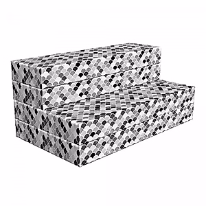 Ambesonne Fish Foldable Mattress, Squama Motif and Scales, 78.7" x 47.2", Black Grey White