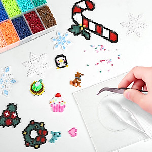 24000 Fuse Beads, 24 Color 2.6mm Tiny Mini Fuse Beading Kit with Pegboards Ironing Paper for Party Craft