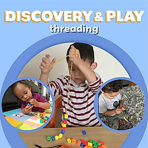 Skoolzy 30 Pcs Lacing Beads | Motor Skills Toys for Toddlers 3-5 | Lacing Toy or fine Motor Skills Toys for 3-4 Year Old | Toddler Beads Perfect as Teaching Lacing Toys | stringing Beads for Kids 3-5