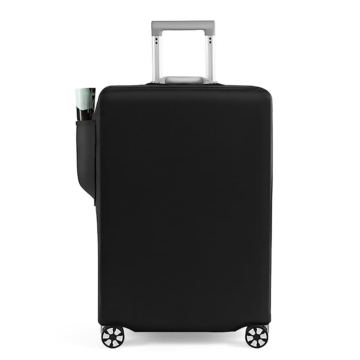 GANNEPIE Travel Luggage Cover Black Printed with Pocket Suitcase Cover Fits 26-28 Inch