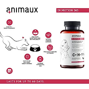animaux – in Motion 365 for Dogs, Joints, Bones, Mobility, Ligaments and Tendons, Green-Lipped Mussel, Willow Bark and Devil’s Claw, Natural Pain Relief, 60 Chewable Tablets, 60 Days Supply