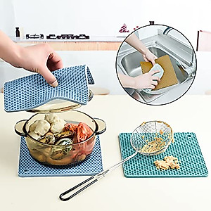 Kalsreui Trivets for Hot Dishes, Silicone Trivet Mat Hot Pads for Kitchen Pot Holder, Silicone Trivets for Hot Pots and Pans, Multi-Purpose Heat Resistant Silicone Trivet Mat for Tabletop Black Pack 6