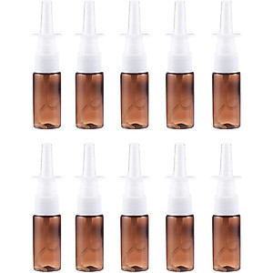 ARTIBETTER Empty Nasal Spray Bottle Amber Plastic Fine Mist Sprayers Refillable Container for Essential Oils Aromatherapy Perfume 15ml 10pcs