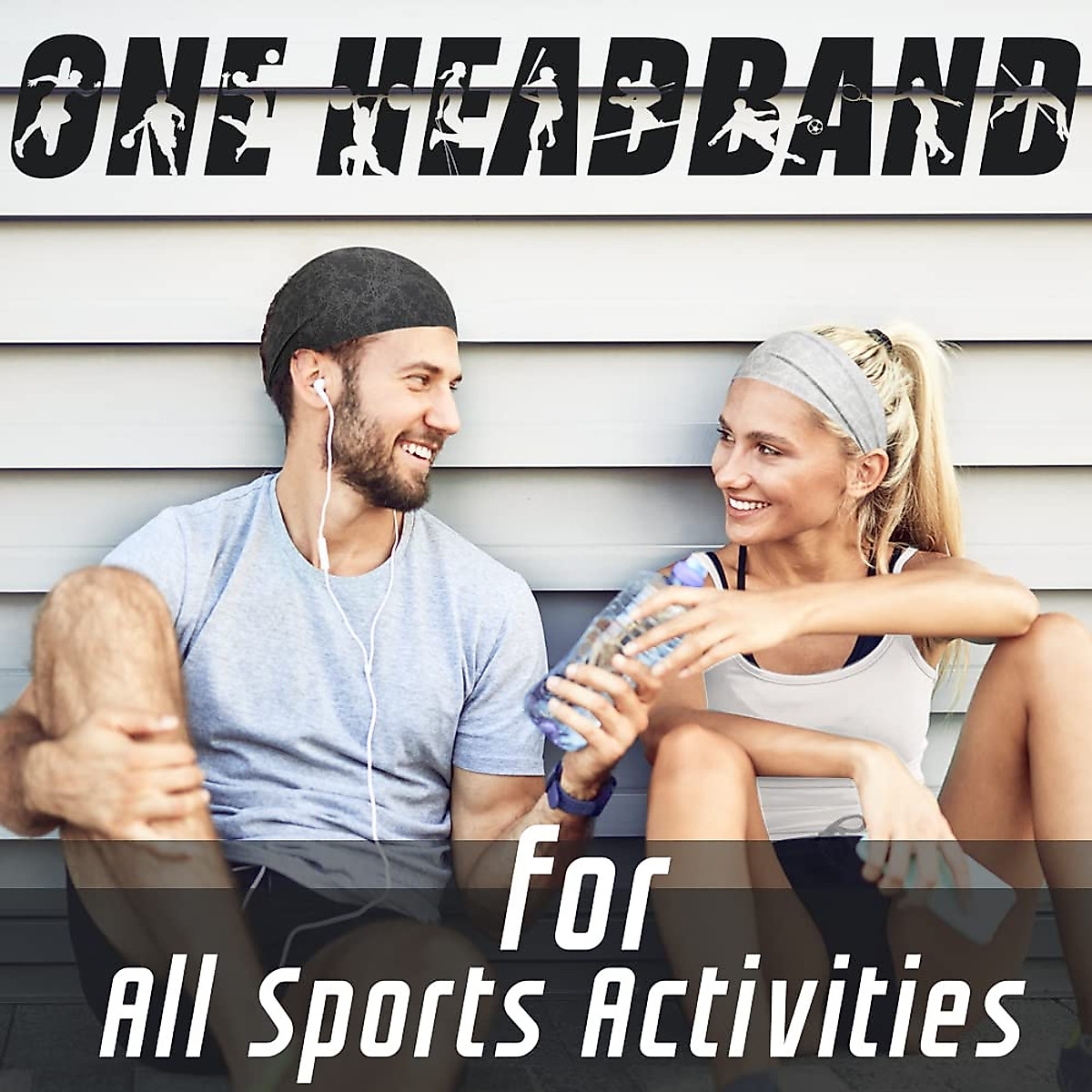 MYKURS 10 PCS Workout Headbands for Men and Women, Wide Sweat Bands Yoga Headbands No Slip, Mens Sports Headbands for Long Hair