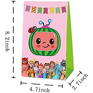 Click15 Gift 12pcs Favor Theme Birthday Party Snack Bags, Bags CandyTreat Bags, Supplies, Pink