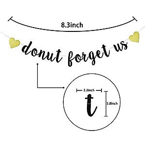 Black Glitter Donut Forget Us Banner - Graduation/Going Away/Farewell/Relocation/Retirement Party Decorations