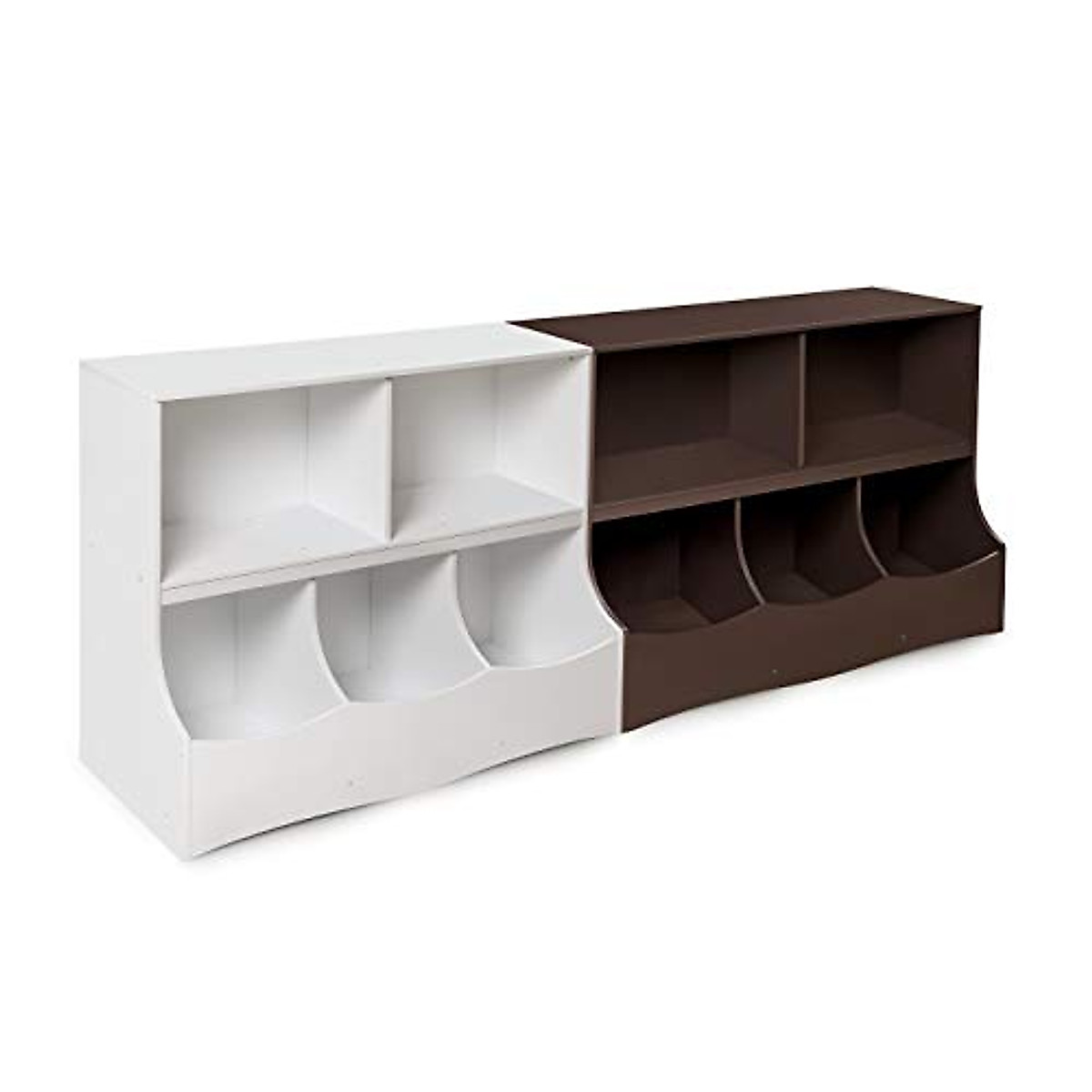 Multi-Bin Storage Organization 2 Shelf and 3 Bin Cubby Unit