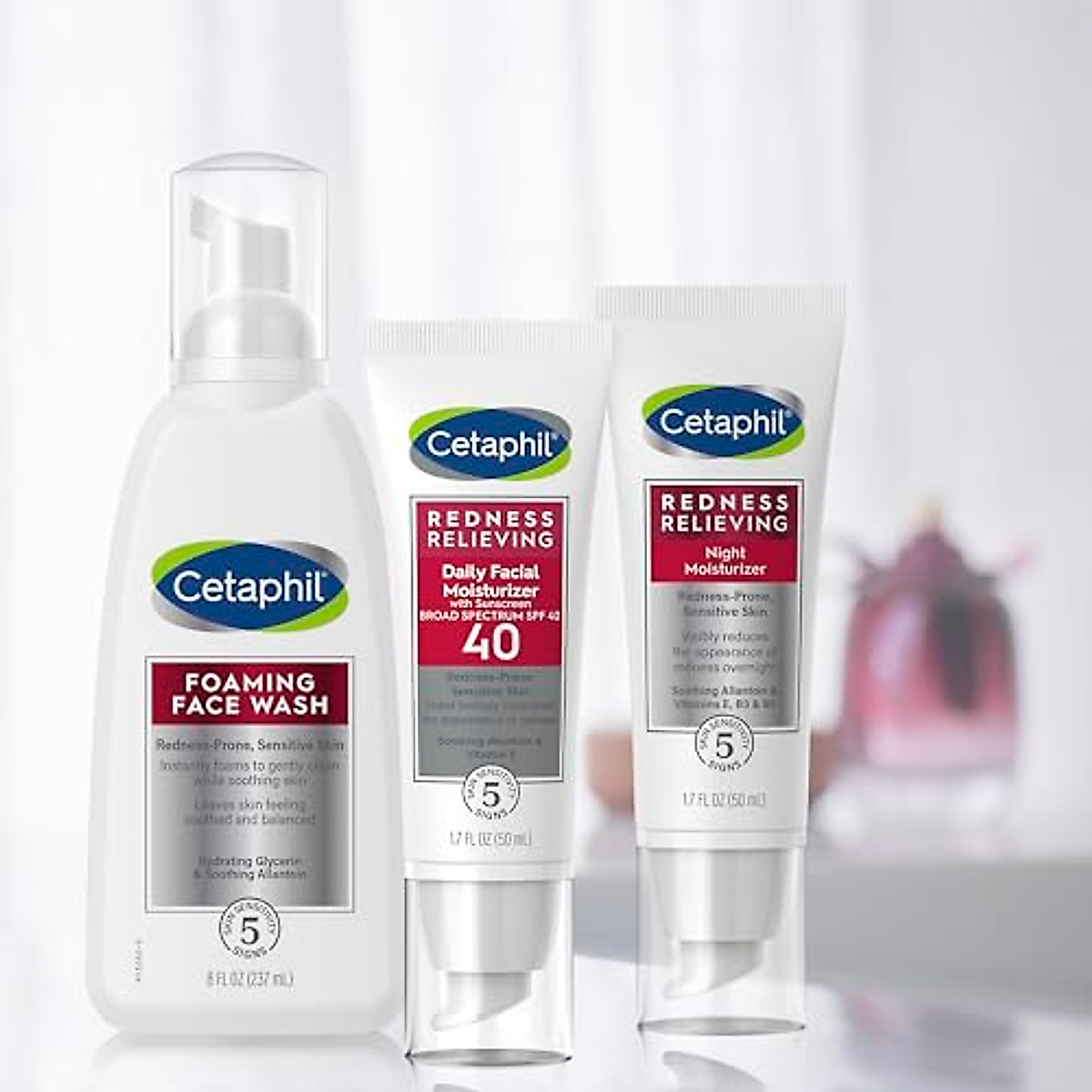 CETAPHIL Redness Relieving Daily Facial Moisturizer SPF 40, 1.7 fl oz, Broad spectrum Sunscreen, Neutral Tint, For Redness-Prone Skin