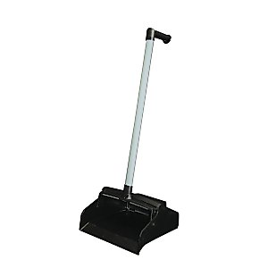 Impact 2602 Black Plastic Lobby Dust Pan with "L" Grip PVC Handle, 32" Height x 12" Width x 11" Depth