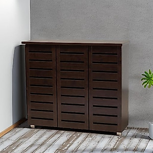 Wholesale Interiors Baxton Studio Adalwin Modern and Contemporary 3-Door Dark Brown Wooden Entryway Shoes Storage Cabinet