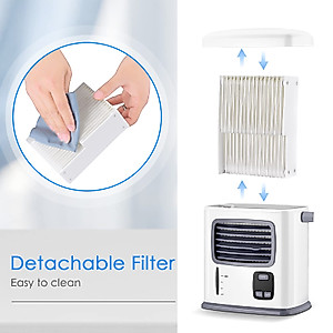 3 in 1 Personal Air Conditioner Fan for Office - Mini Portable AC Evaporative Air Cooler Fan w/Auto Timer, Adjustable Wind Direction, 18 Oz Large Water Tank, Low Noise, Ideal for Small Room Indoor