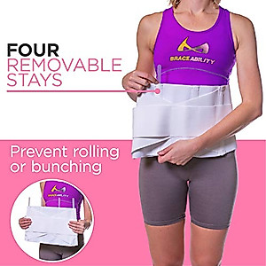 BraceAbility Women's Back Brace for Female Lower Back Pain - Lightweight Soft White Elastic Lumbar Compression Support Belt is Discreet Under Clothes for Ladies, Nurses, Walking (Medium)