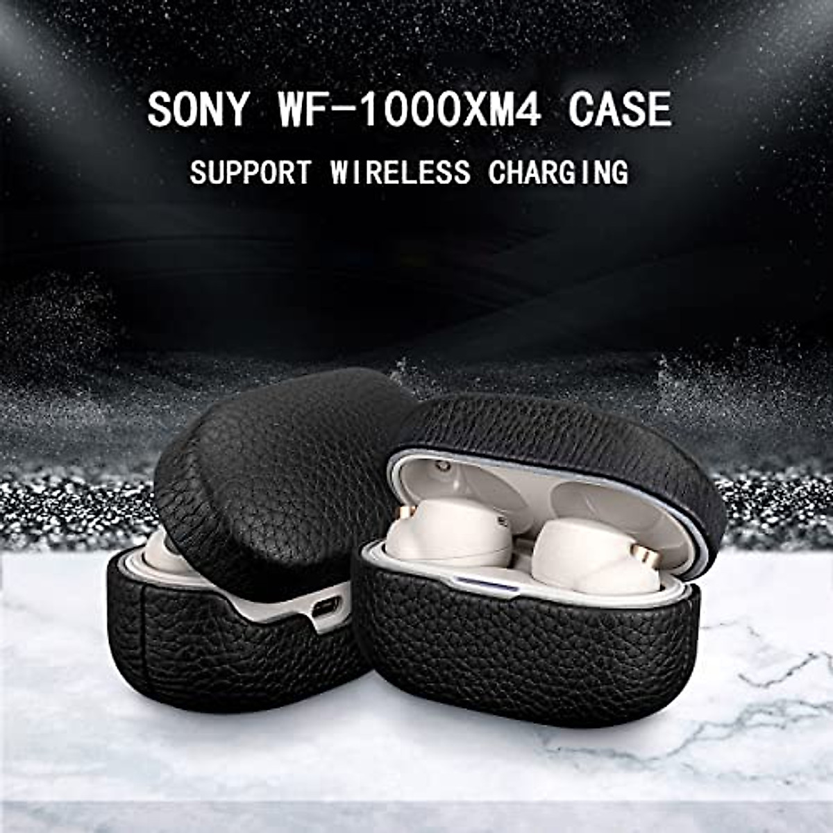 for Sony wf-1000xm4 Case,Fashion Premium Genuine Leather Business Magnetic Folio Cover for Sony wf 1000xm4