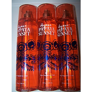 Lot of 3 Bath & Body Works Agave Papaya Sunset Fine Fragrance Mist Fiesta Collection (Agave Papaya Sunset)
