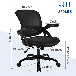 FelixKing Office Chair, Ergonomic Desk Chair, Breathable Mesh Computer Chair Swivel Home Desk Gaming Chair with Wheels and Flip-up Armrests, Adjustable Height for Conference Room (Black)