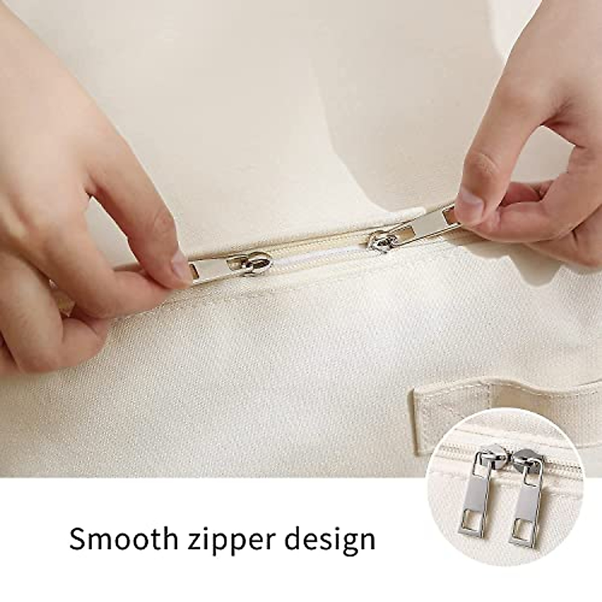 Vailando Large Canvas Comforter Storage Bags Closet Organizer for Clothes Sweater Clothes Organizer with Dual Zipper Three Carrying Handles for Blanket Closet Storage Container 1 Pack