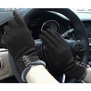 T-GOTING Womens Winter Gloves Warm Lined Touch Screen Driving Gloves (Black) One Size