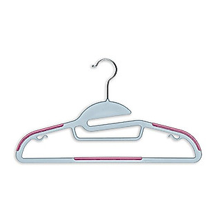 BriaUSA Dry Wet Clothes Hangers Amphibious Pink with Non-Slip Shoulder Design, Steel Swivel Hooks – Set of 10