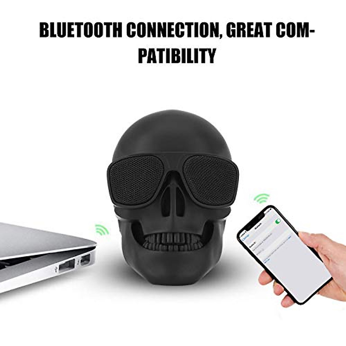 VIGROS Skull Speaker, Portable Bluetooth Speakers Unique Speaker 8W Output Bass Stereo Compatible for Desktop PC/Laptop/Mobile Phone/MP3/MP4 Player for Halloween Decorations for Gift Party