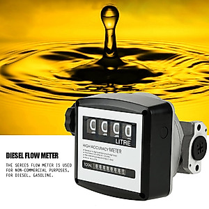 Mechanical Meter, 4 Digital Fuel Meter 1 Inch High Accuracy Gas Oil Flowmeter Counter Gauge with LCD Digital Display for Measuring, Kerosene, Gasoline