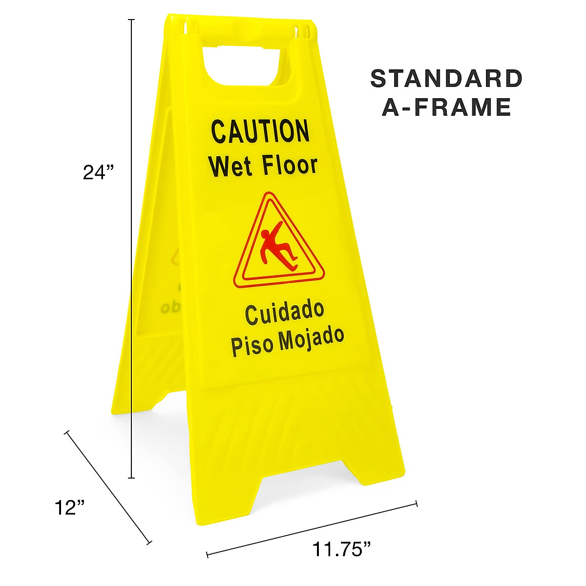 Bolthead Industrial Caution Wet Floor Signs | 2-Sided Bilingual Warning, Piso Mojado | Slip & Fall Accident Prevention | 3 Pack