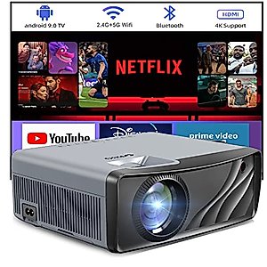 EUG X760+ Outdoor Projector 4K Support, Movie Projector with 5G WiFi Bluetooth,Smart Portable 1080P Native with 7000+Apps,HiFi Speaker, Home Video Proyector for Home Theater, HDMI/Phone/Laptop/iPhone