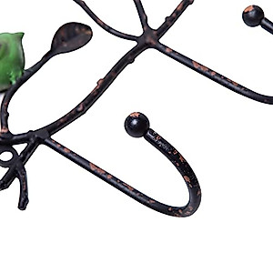 SOFFEE DESIGN Vintage Wall-Mounted Coat Rack with 3 Hooks, Birds Standing on Tree Branch with Rustic Paint Heavy Duty Wall Hanging Key Holder, Farmhouse Coat Hooks for Towels, Hats, Scarves