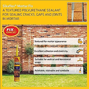 Sikaflex Mortar Fix, Limestone, Polyurethane sealant for repairing damaged mortar, joints and gaps. Sealing mortar cracks 10.1 fl. oz Cartridge