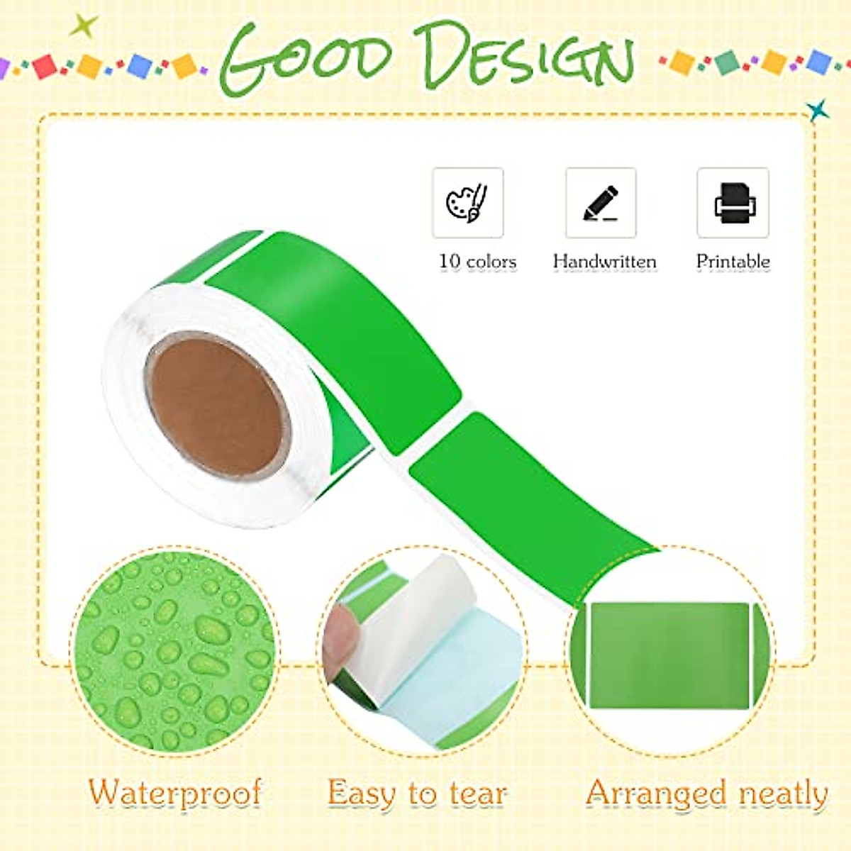 1000 Pcs Colored Sticker Labels Rolls Rectangular Label Coding Labels Classroom Labels 10 Bright Color Self Sticky Folder Labels for Boxes Folders Office Classroom Home (0.75 x 1.57 Inch)