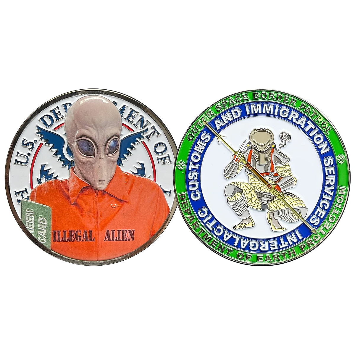 BL14-009 Illegal Space Aliens Predator Outer Space Border Patrol Intergalactic Customs and Immigration Challenge Coin