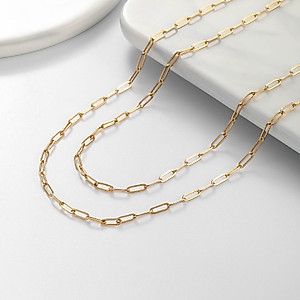 GLIVEOR Gold Paperclip Chain Necklace for Women, 14K Gold Over Paperclip Chain Necklace for Women 3mm Paperclip Chain Gold Chain for Women 20 Inch Gold Chains Gold Necklace