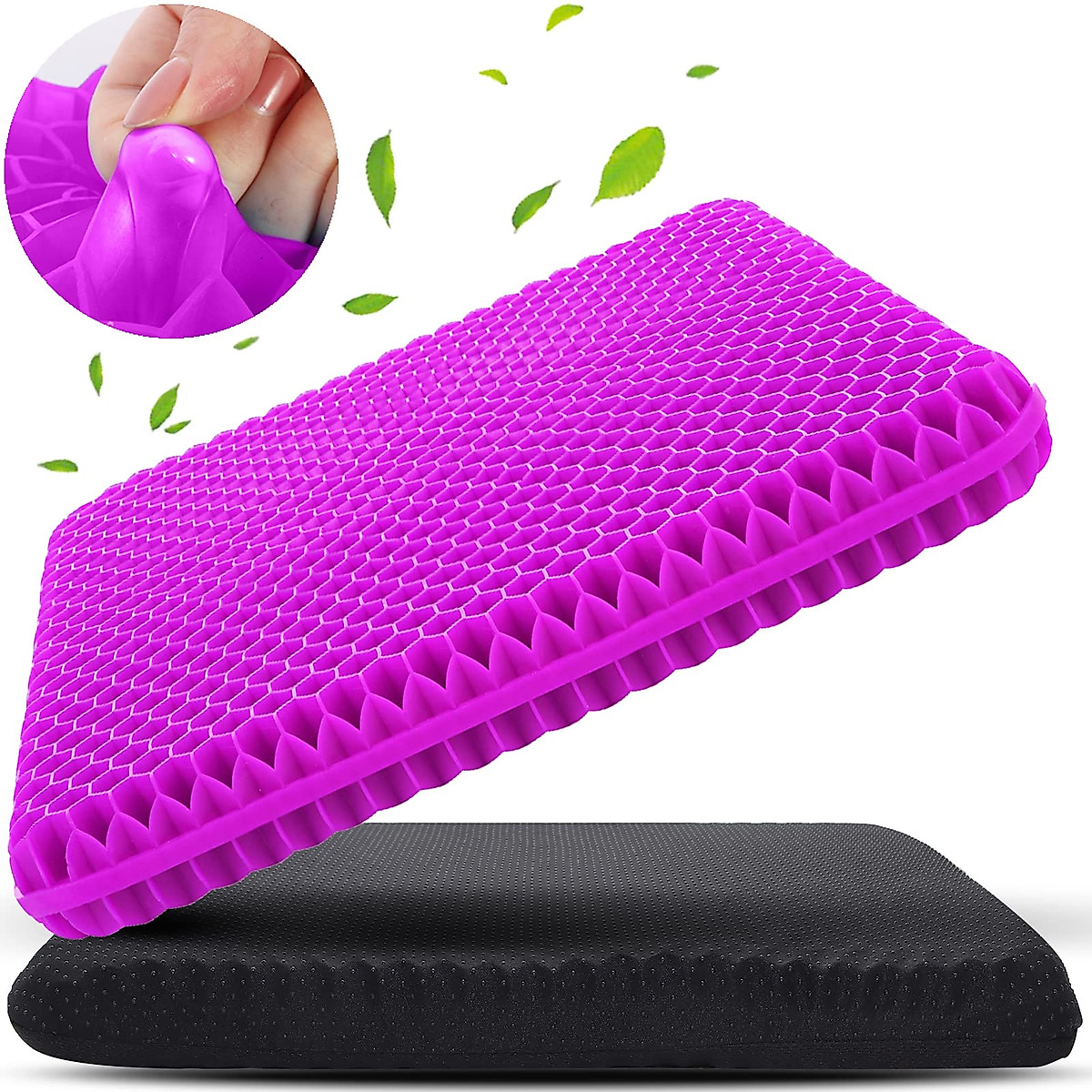 Gel Seat Cushion for Long Sitting (Super Large & Thick), Soft & Breathable, Gel Cushion for Wheelchair Reduce Sweat, Gel Chair Cushion for Hip Pain, Gel Seat Cushion for Office Chair More Comfortable